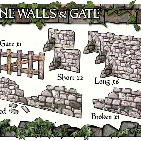Fantasy Wargames Terrain by Battle Systems - Stone Walls - Gamefound