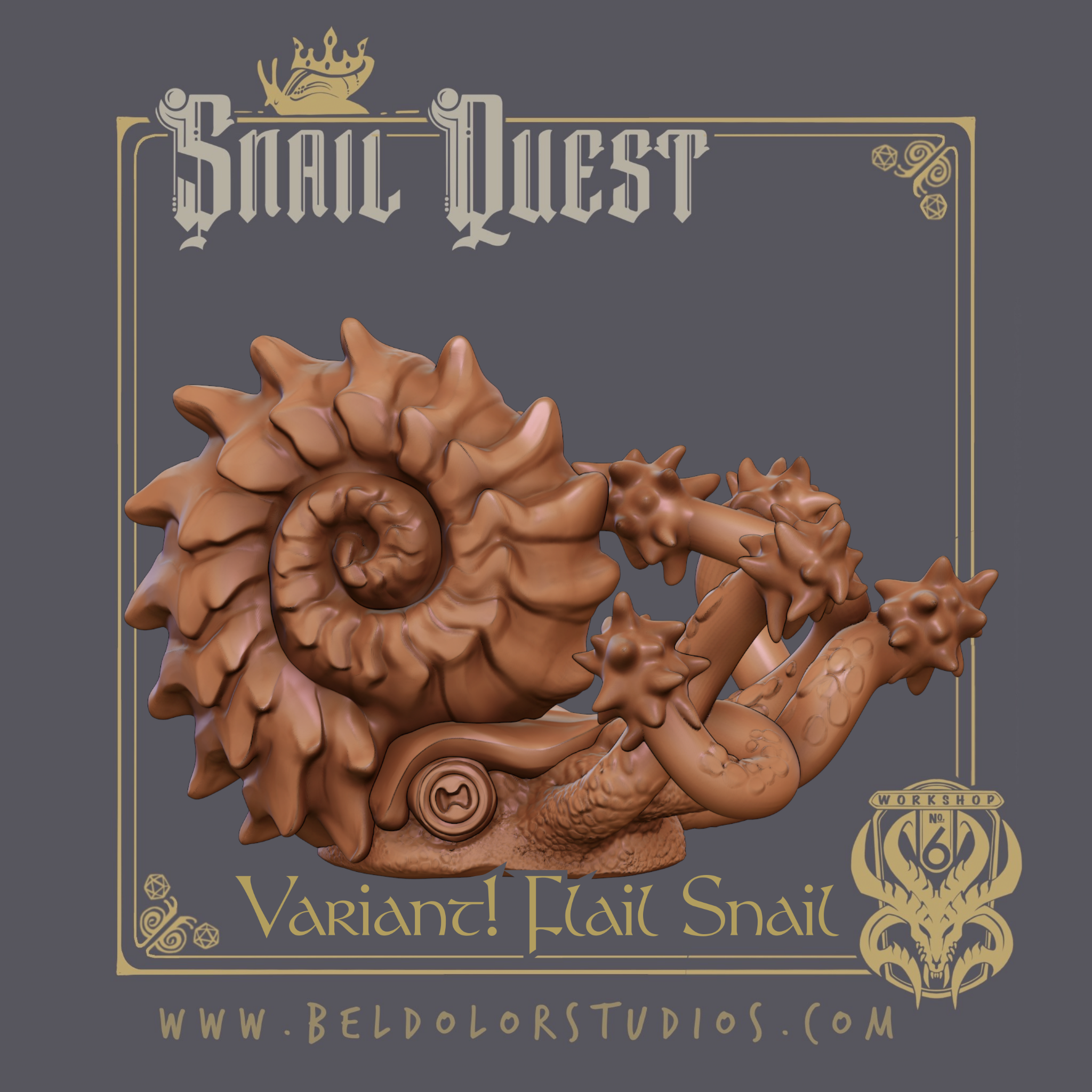 Snail Quest by beldolor - Snail Adventurer: ~200mm "Epic" Resin Print - Gamefound
