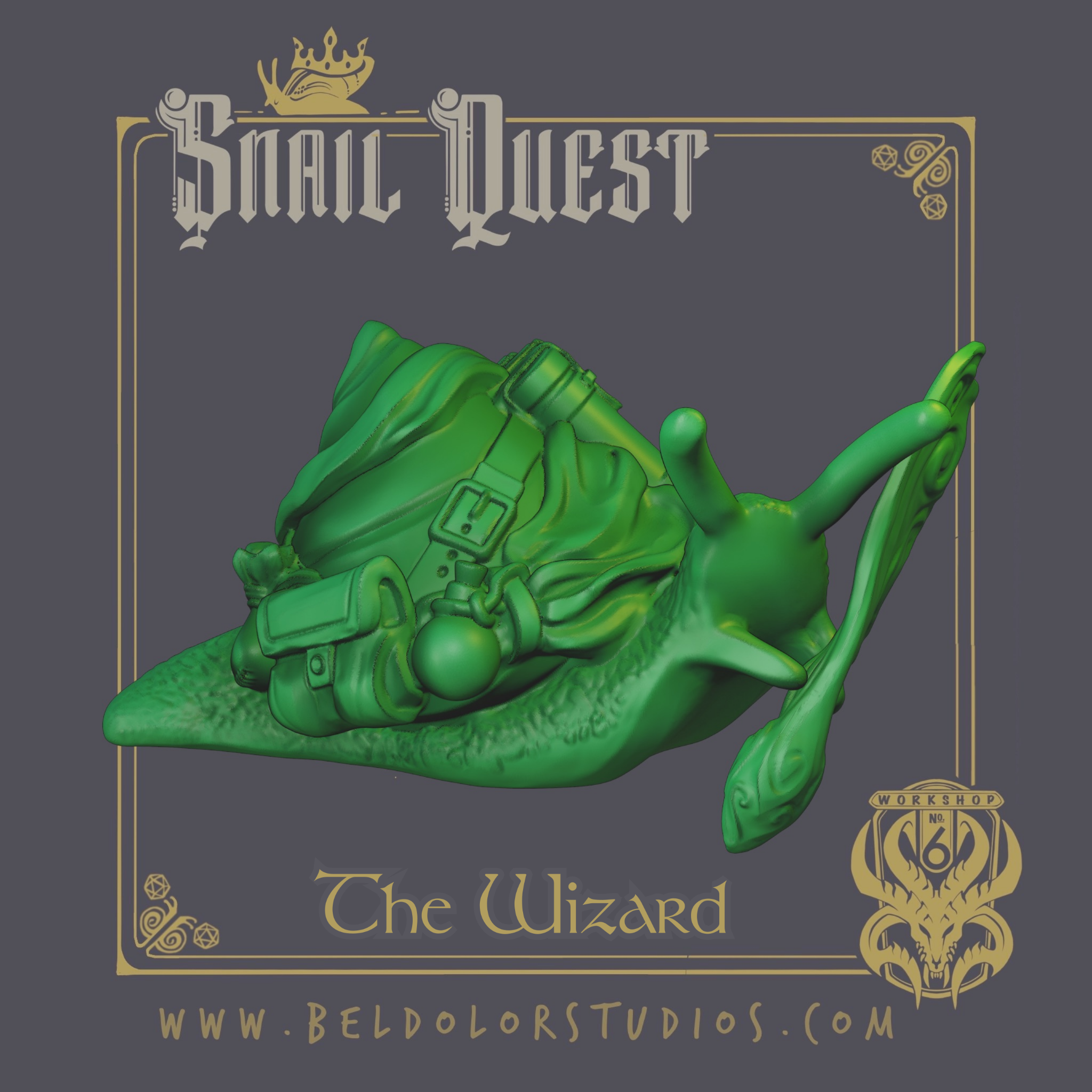 Snail Quest by beldolor - Snail Adventurer: 50mm Resin Miniature - Gamefound
