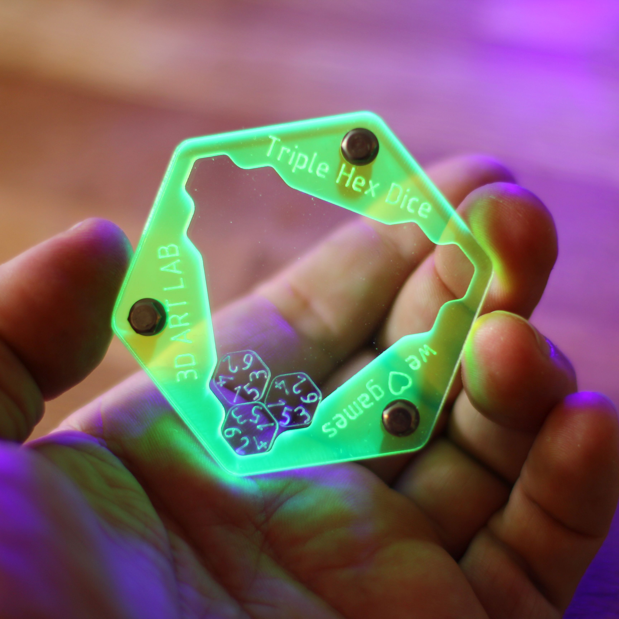 TRIPLE HEX DICE by 3DARTLAB - Acrylic die - Gamefound