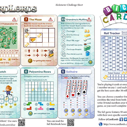 Dice Cards by CardLords - Dice Cards Print & Play Only - Gamefound