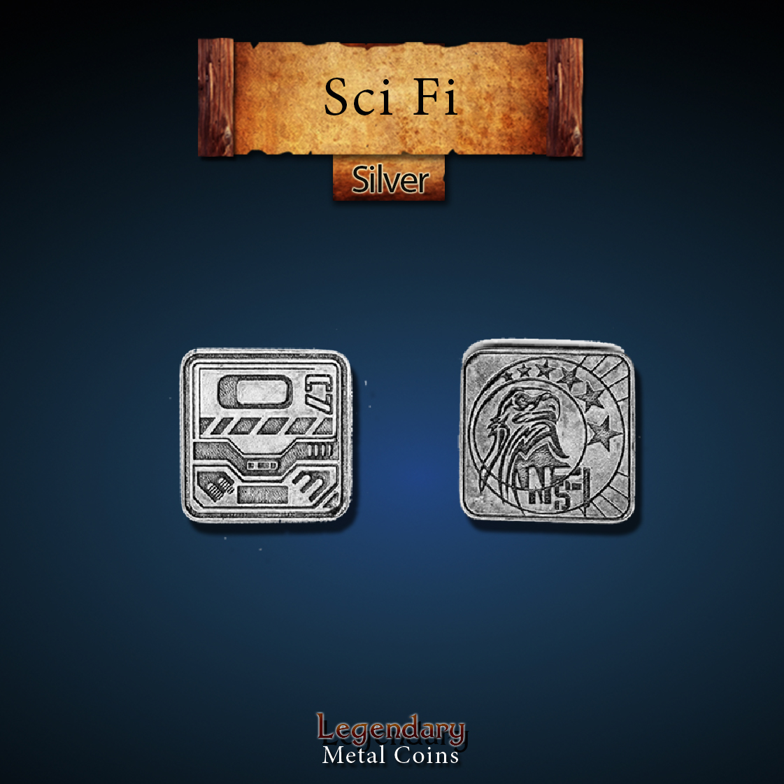 Legendary Metal Coins Season 4 by Drawlab - Sci Fi Silver Coins - Gamefound