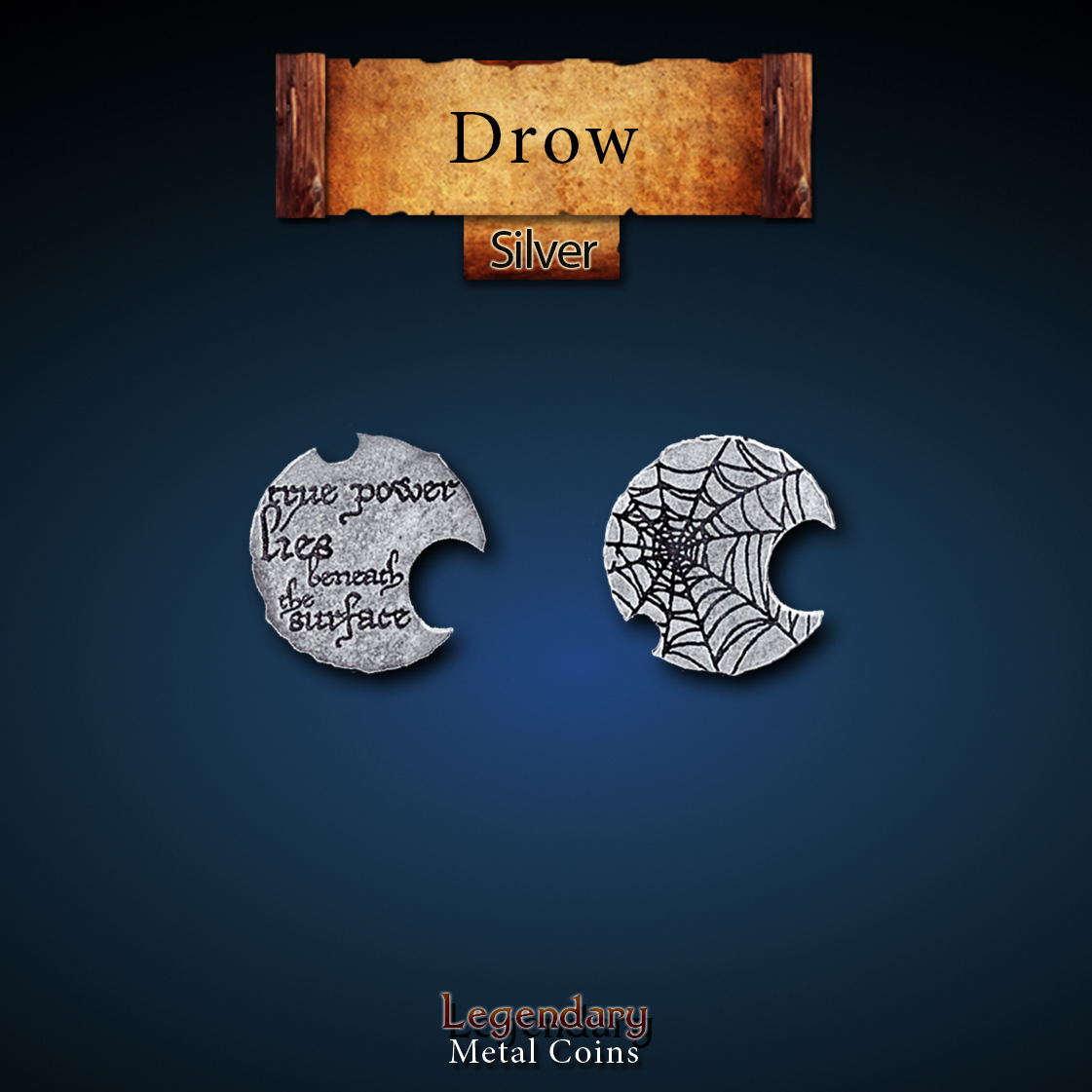 Legendary Metal Coins Season 4 by Drawlab - Drow Silver Coins - Gamefound