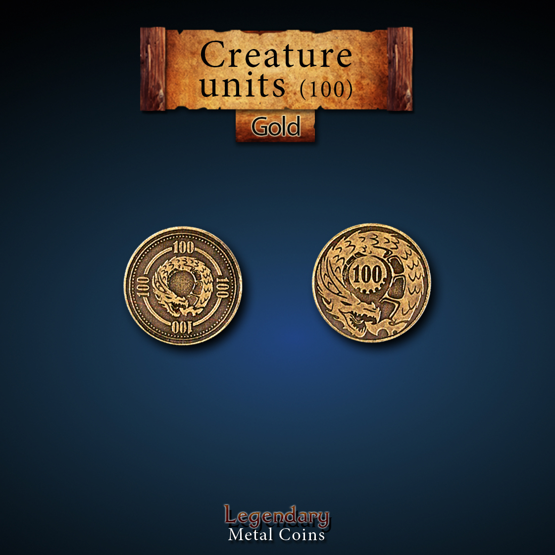 Legendary Metal Coins Season 4 by Drawlab - Creature Unit Gold 100 Coins - Gamefound