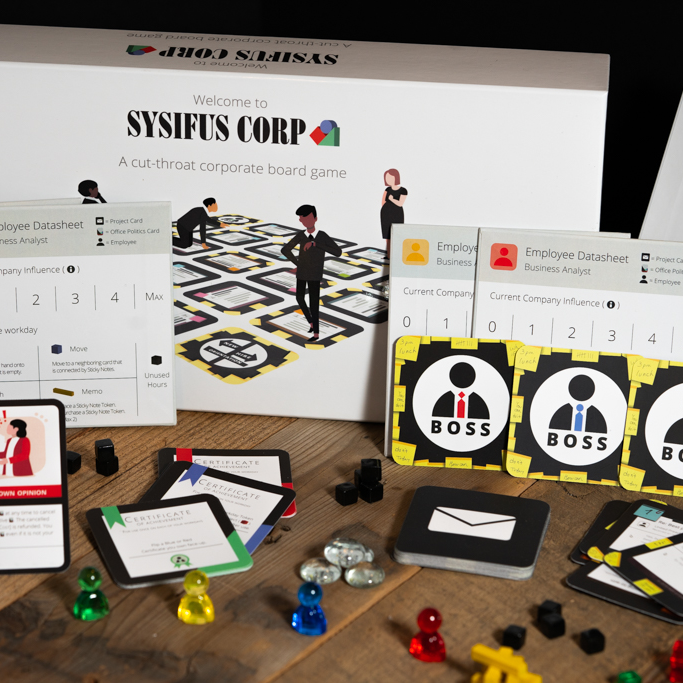 Welcome to Sysifus Corp - A cut-throat corporate board game by Pegasus ...