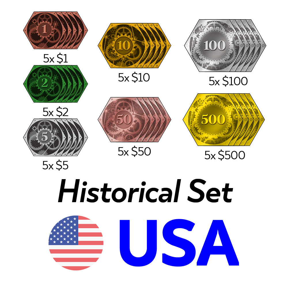 Rail Coins: Hexagonal Metal Coins for Train Games by Moaideas Game ...