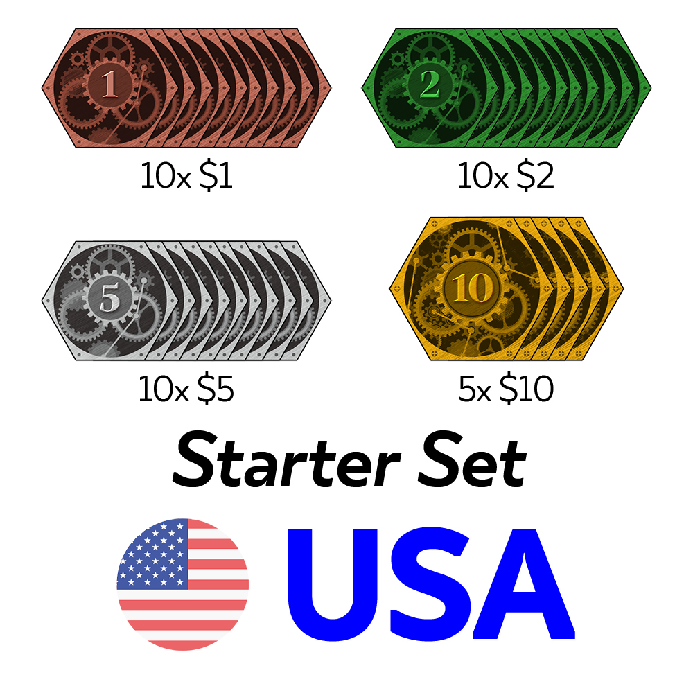 Rail Coins: Hexagonal Metal Coins for Train Games by Moaideas Game ...