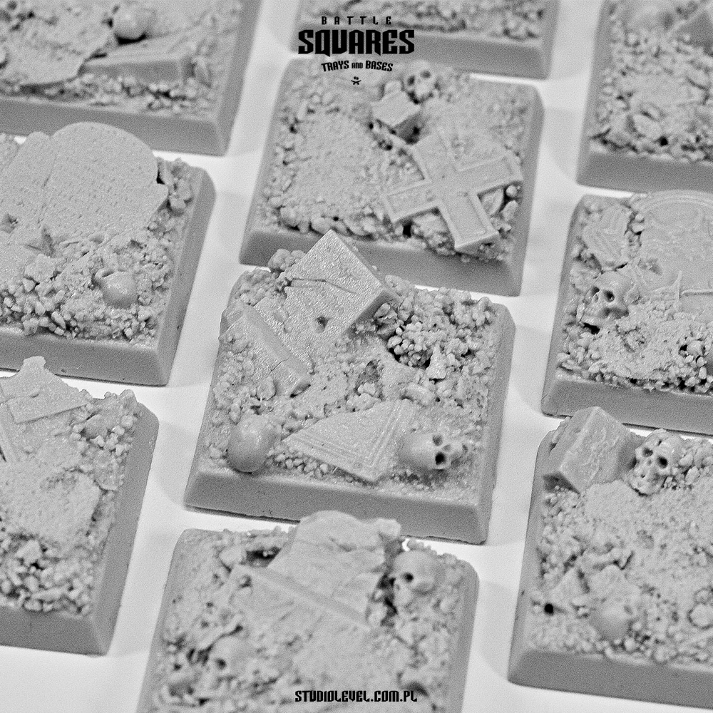 BATTLE SQUARES: Trays and Bases by StudioLevel - 20pcs. 25x25mm (bases ...