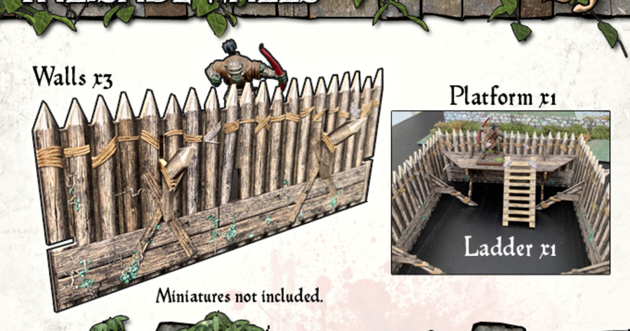 Fantasy Wargames Terrain by Battle Systems - Palisade Walls - Gamefound