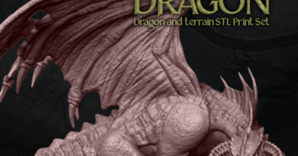 Ancient Black Dragon & Terrain STL Print Set by Mangy Goblin Games, LLC ...