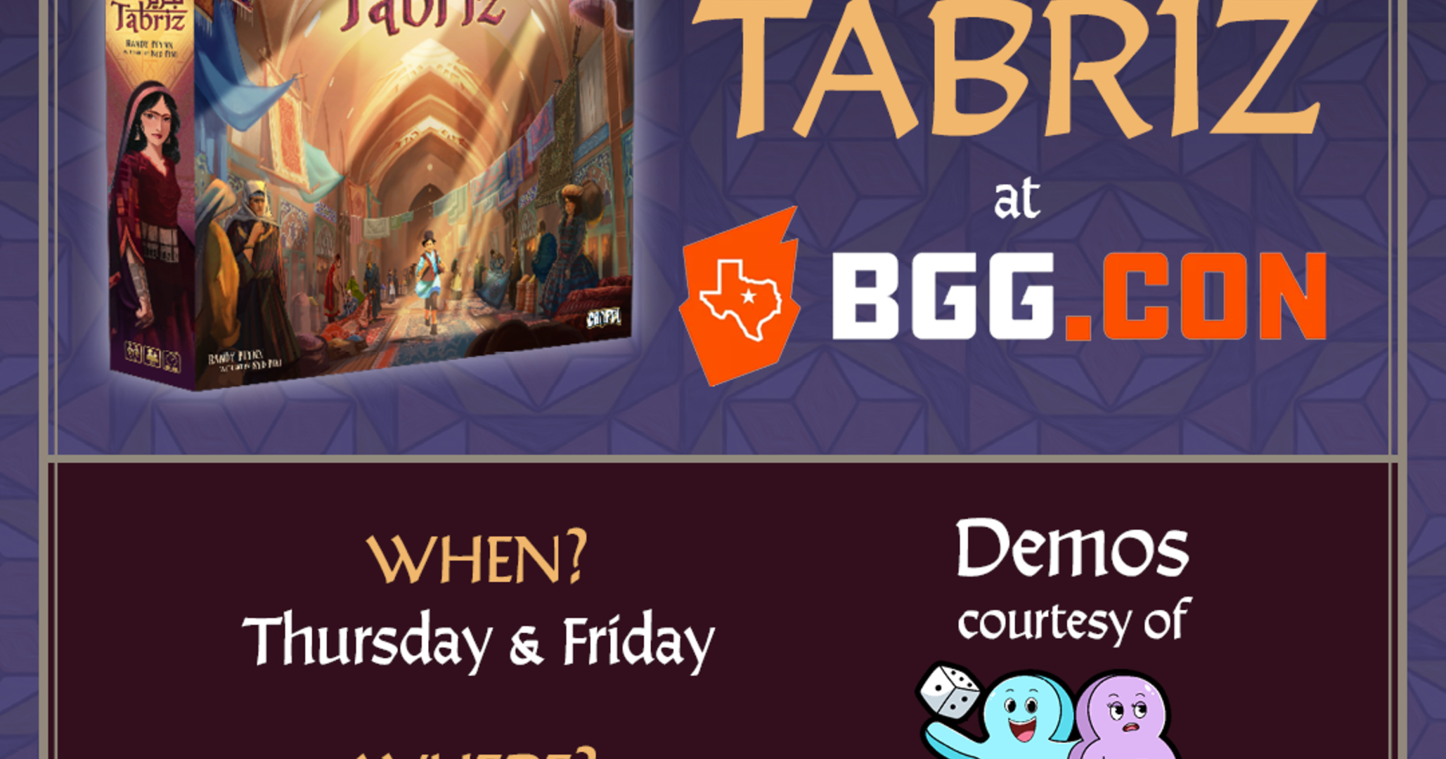 Tabriz by Crafty Games - Tabriz: Two Unlocks this Week, BGG.CON Demos RIGHT NOW, and more ...