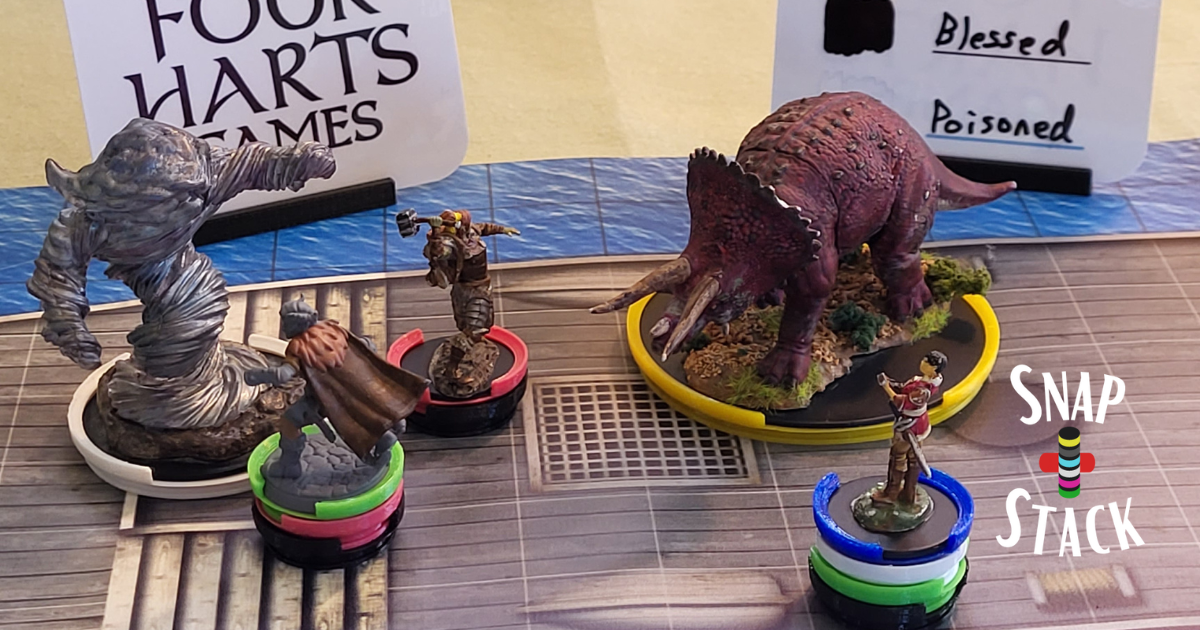 Snap & Stack Miniature Base System and Condition Markers by Four Harts Games - Gamefound