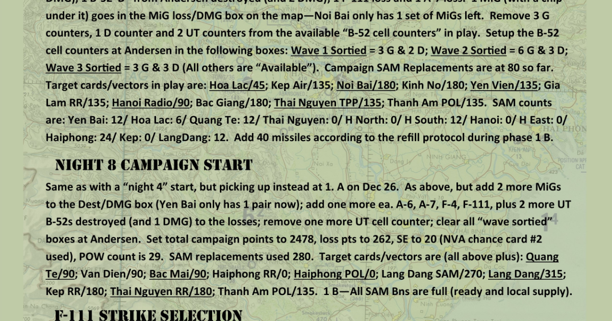 Linebacker II by Kevin Talley / Cadet Games - Campaign Alternatives ...