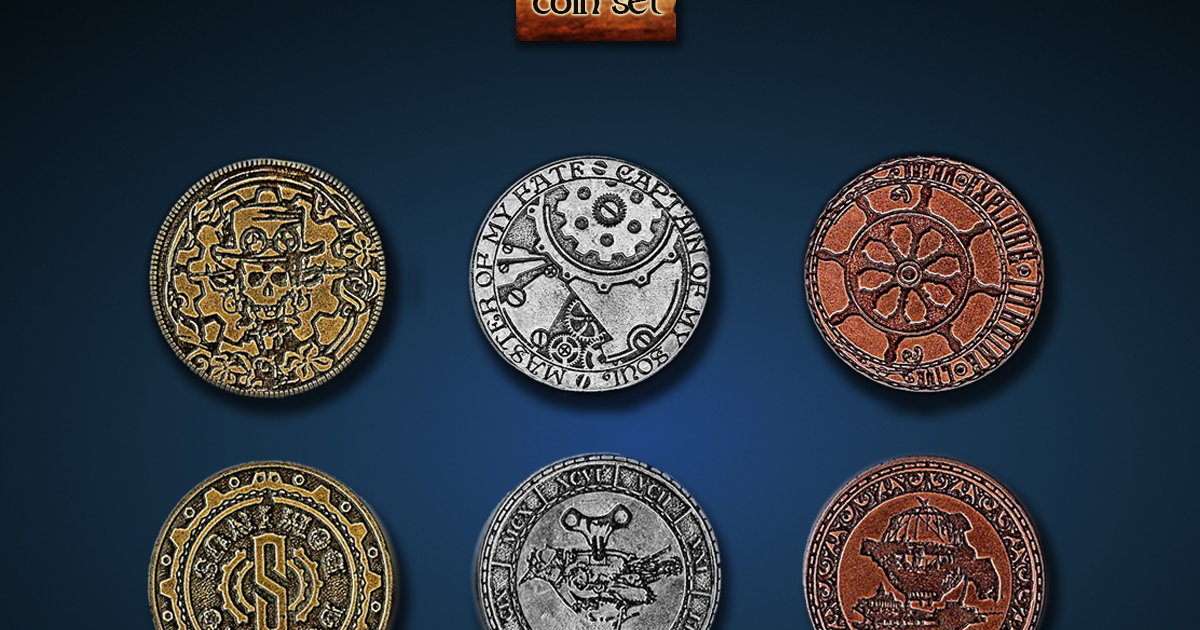 Legendary Metal Coins Season 4 by Drawlab - Steampunk Coin Set - Gamefound