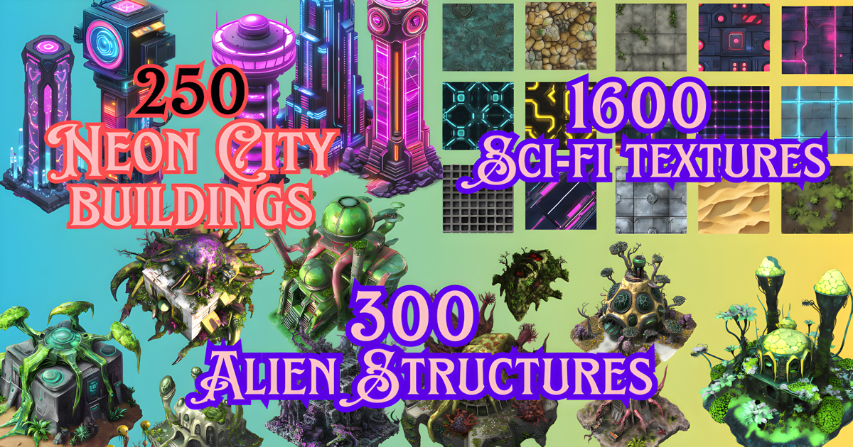 1600 Sci-Fi Textures, 550 Isometric Assets for Map Making and 1870 Sci ...