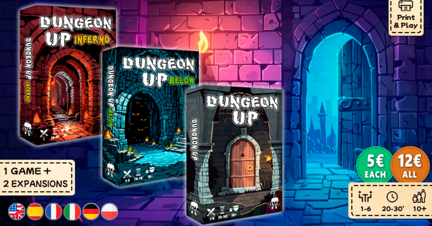Dungeon Up + Below & Inferno Expansions (Print & Play) by Titan Boardgames - Gamefound