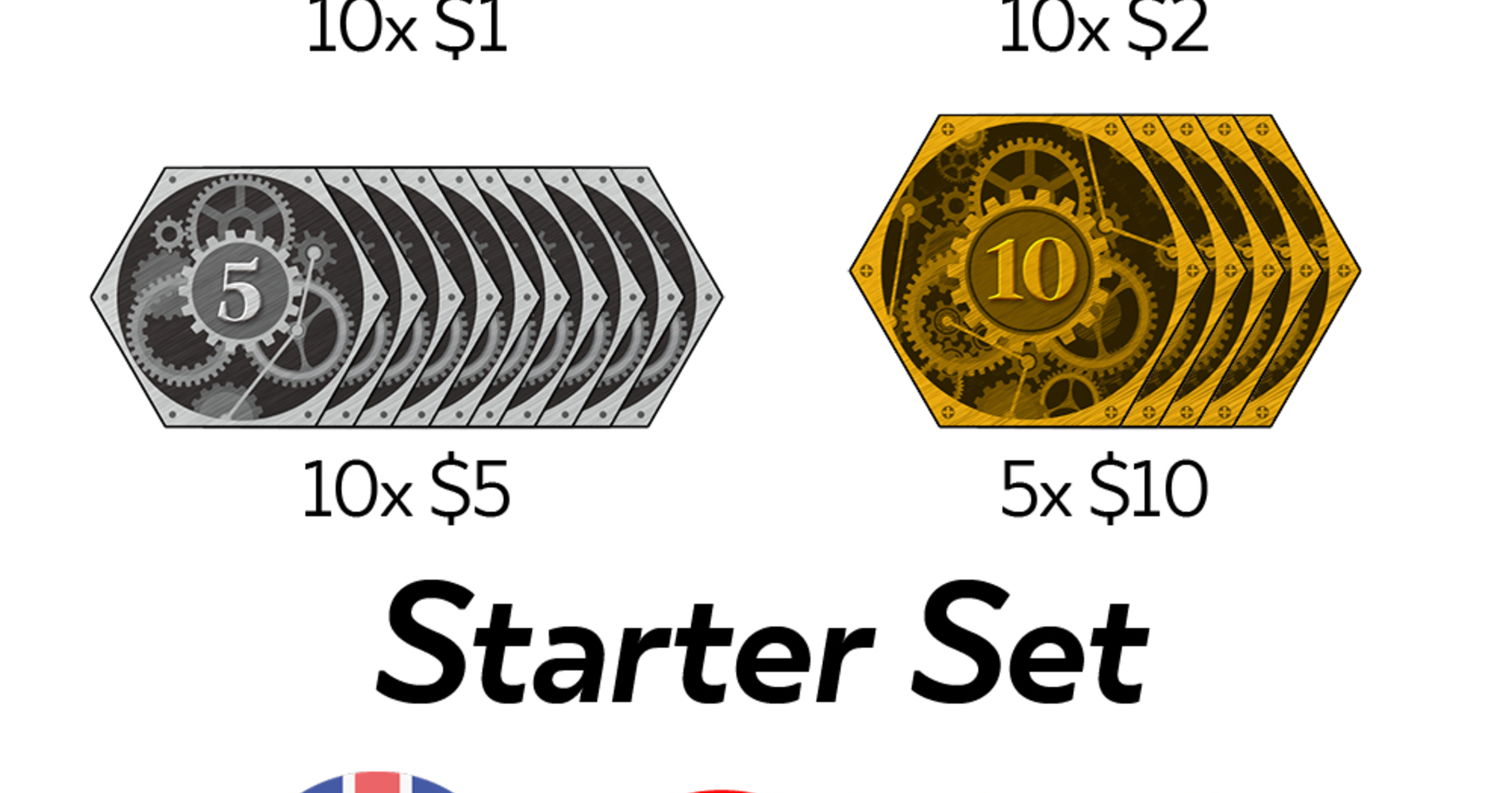 Rail Coins: Hexagonal Metal Coins for Train Games by Moaideas Game ...