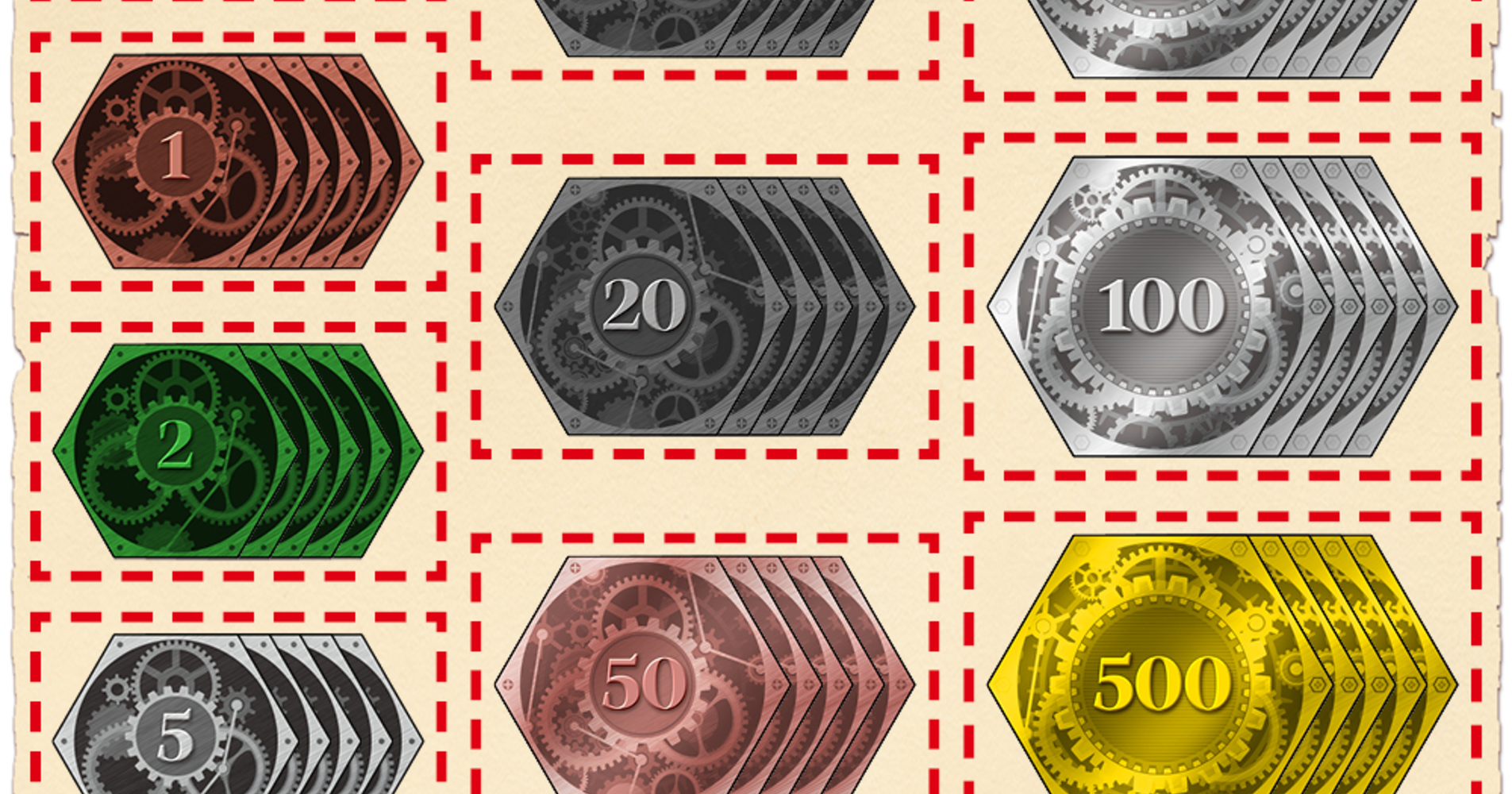 Rail Coins: Hexagonal Metal Coins for Train Games by Moaideas Game ...