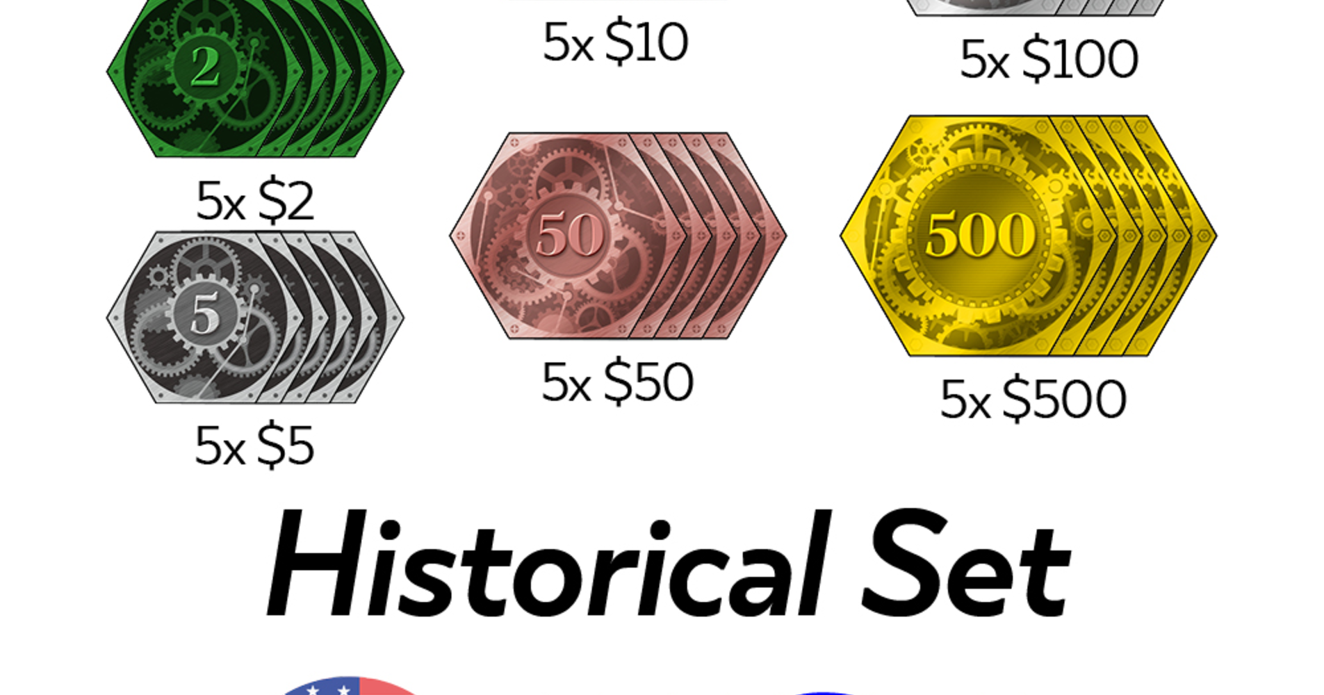 Rail Coins: Hexagonal Metal Coins for Train Games by Moaideas Game ...