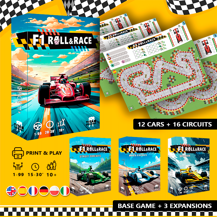 F1 Roll & Race + 3 Expansions (Print & Play) by Titan Boardgames ...