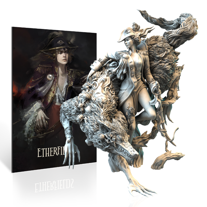 Etherfields Board Game by Awaken Realms - Resin She-Wolf - Gamefound