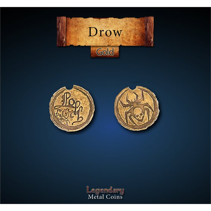 Legendary Metal Coins Season 5 by Drawlab - Drow Gold Coins - Gamefound