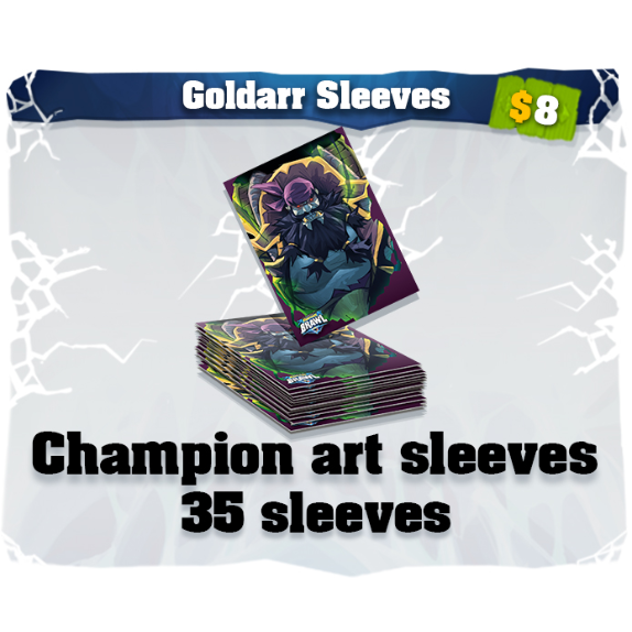 Super Fantasy Brawl by Mythic Games - Goldarr art card sleeves - Gamefound