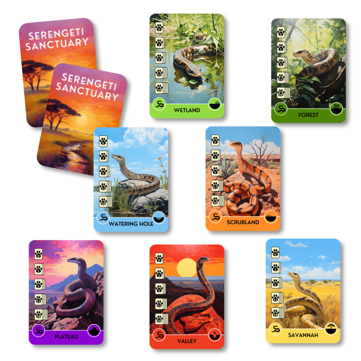 Serengeti Sanctuary by Spooky Tower Games - Snake Cards artwork ...