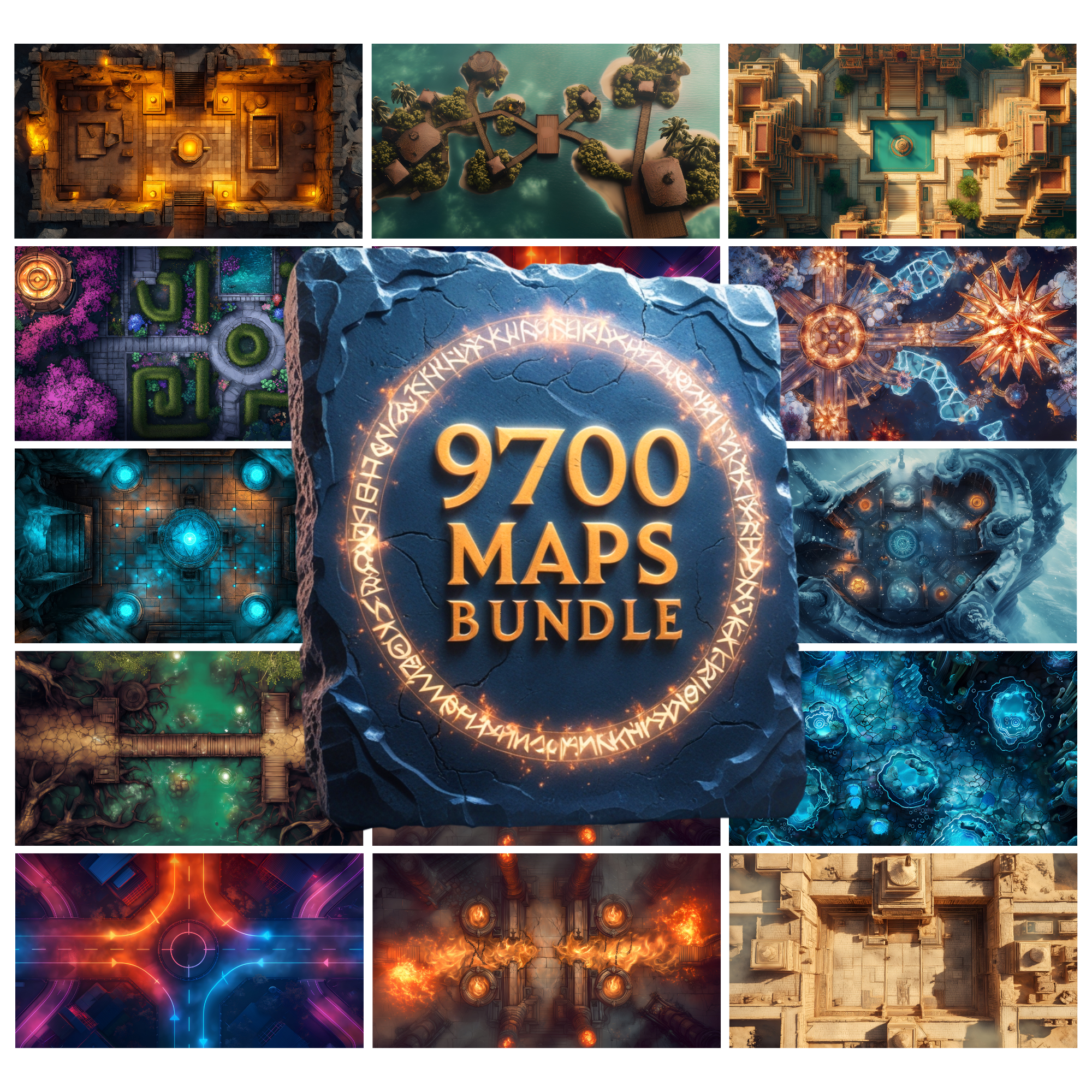 1200 Fantasy Battle Maps: Biomes, Cities, and Dungeons for TTRPGs by ...