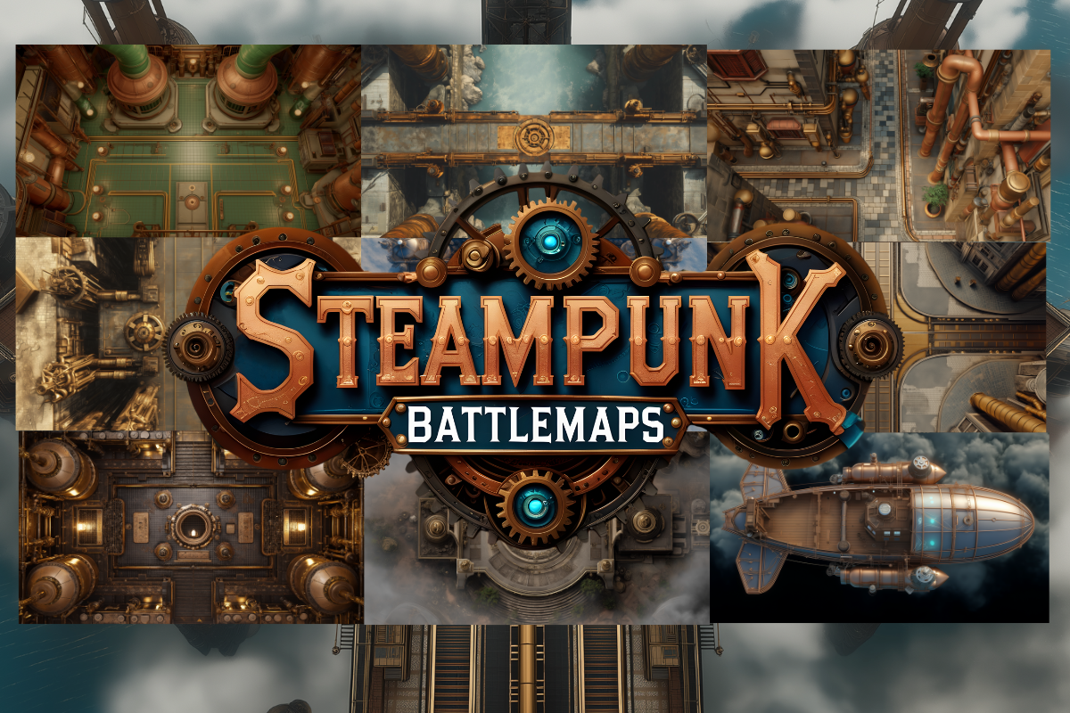 450 Steampunk Battle Maps for TTRPG and VTT by Agnesagraphic - Gamefound