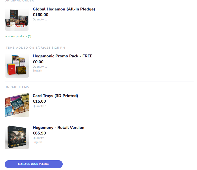 World Order by Hegemonic Project Games - Pledge Manager Open, Brand New ...