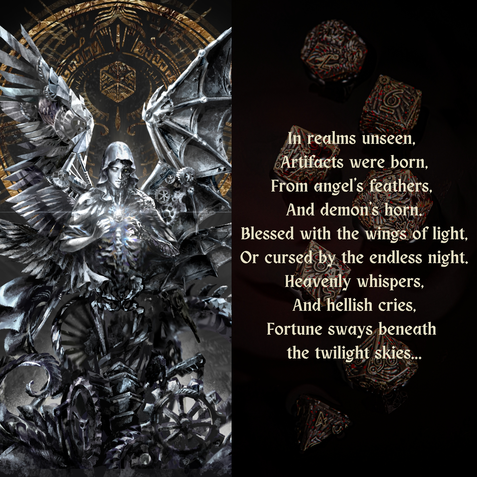 Angels and Demons - Polyhedral Metal Dice Sets plus D20 & D10 Spindown ...