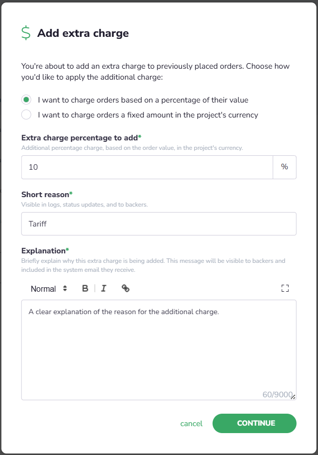 [What's new] Extra charge (tariff handling) & Improvements - Gamefound