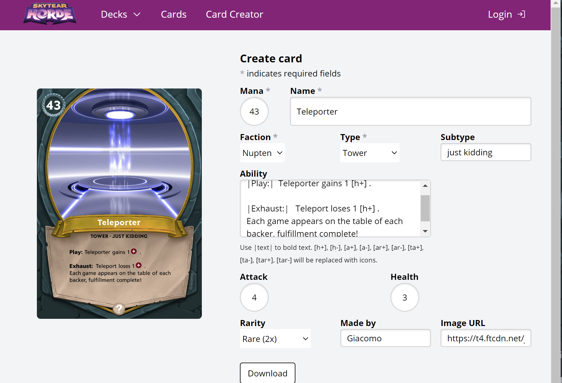 Skytear Horde: Monoliths by Skytear Games - Try the new card creator... while your game is ...
