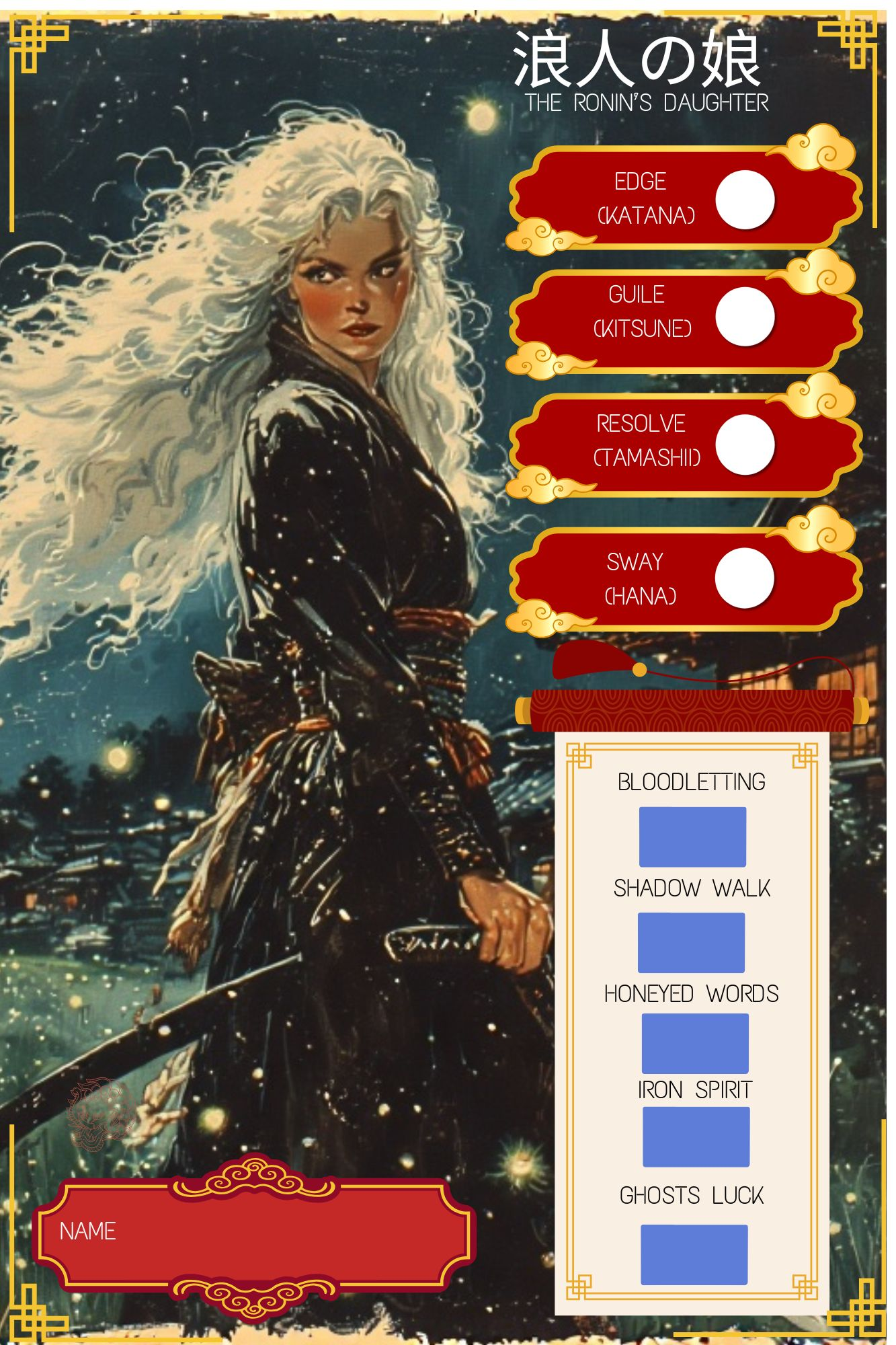 THE RONIN'S DAUGHTER by Brick By Brick Games - CHARACTER SHEETS AND ...